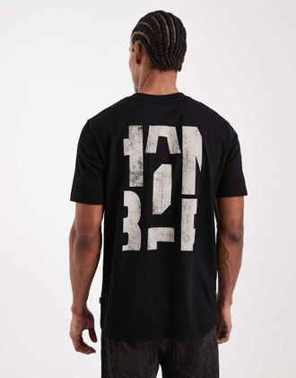 Boss Orange by Hugo Boss HUGO BOSS - Regular-Fit-T-Shirt in Schwarz mit R&uuml;ckenprint