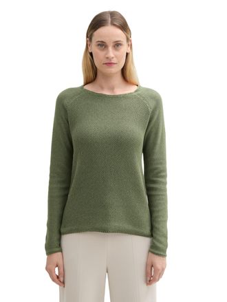 Tom Tailor Damen Basic Strickpullover aus Baumwolle, 13182 - Pale Bark Green, XXL