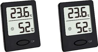TFA Dostmann Digitales Thermo-Hygrometer, Hygrometer digital für innen, zur Feuchtigkeits Messung, mit Komfortzonen, L 46 x B 18 (34) x H 59 mm (Packung mit 2)