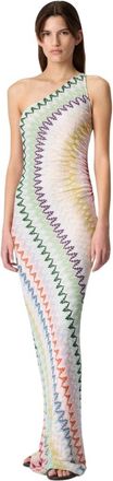 Missoni Femme, Robes, Multicolore, Taille: 36 FR Robe Longue Asym&eacute;trique en Viscose Lam&eacute;e Chevron