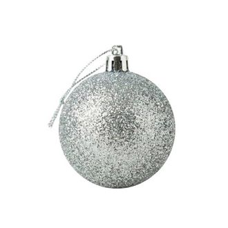 Shatchi 20 cm gro&szlig;e, silberfarbene Weihnachtskugel, PVC, bruchsicher, glitzernde Oberfl&auml;che, Festliche Weihnachtsbaum-H&auml;ngedekoration, rundes Ornament f&uuml;r Url