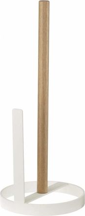 Yamazaki Tableware Yamazaki 7819 Tosca Paper Towel Holder Round, White, Steel/Wood, 11 x 11 x 26.5 cm