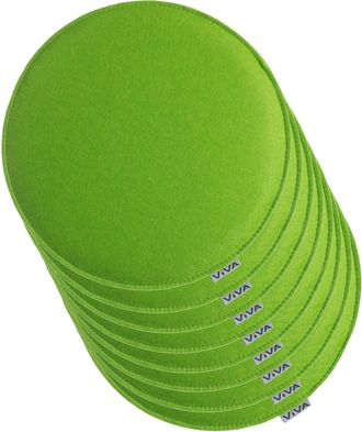 Brandsseller 8er Set Sitzkissen aus Filz Ø 35x2 cm - Robuste Stuhlauflagen für innen und außen, rundes Sitzpolster, strapazierfähiges Kissen für Stühle - Grün