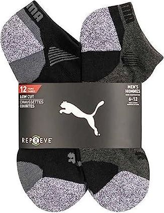 Puma Repreve Athletic Lot de 12 paires de chaussettes pour homme Noir, noir
