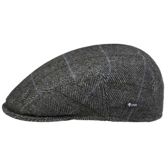 LIPODO Flatcap anthrazit grau mit Karomuster Herren | gef&uuml;tterte Schieberm&uuml;tze aus Wolle | Gr&ouml;&szlig;e 49 cm | Herrenm&uuml;tze mit Schirm | Schirmm&uuml;tze Herbst/Winter