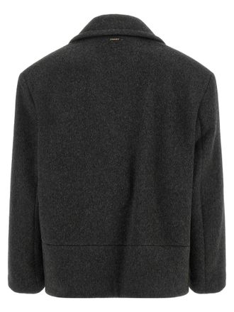Twin-Set Double-Breasted Wool Blend Coat - Charcoal