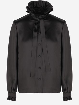 Gucci Womens Shirt With Ruffles Black Silk