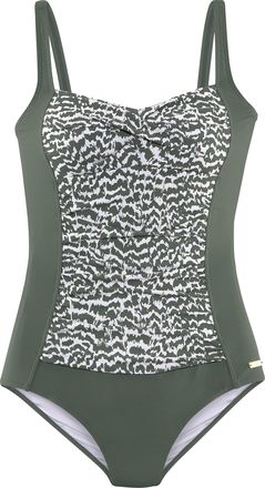 Lascana Damen Badeanzug mit Animaldruck, Raffungen vorn, Softcups, Miedereinsatz, weiche Microfaser, für eine schöne Silhouette und angenehmen