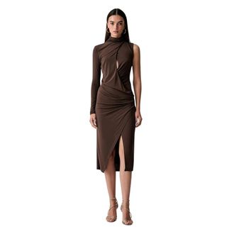 Pinko Asymmetrisches Midikleid aus Viskose - - Dresses - Damen - Braun - M