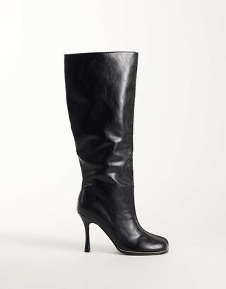 Public Desire Tokyo bottes montantes &agrave; bout rond et talon en noir