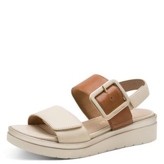Tamaris Comfort Sandales Plates Femme Cuir avec Boucle, Ivory Comb, 41 EU
