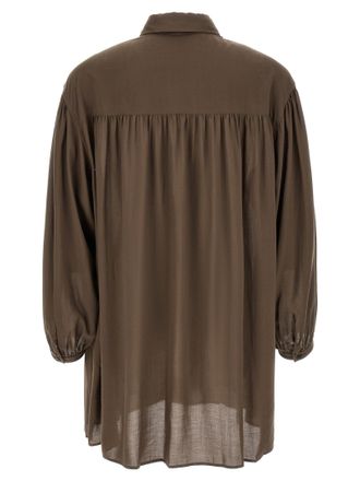 Yohji Yamamoto Scarf-Collar Puff-Sleeve Shirt - Olive Green