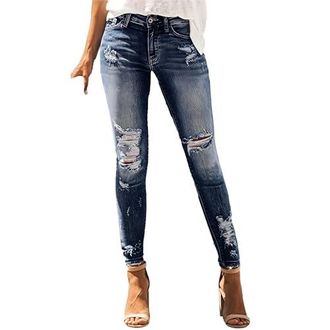 Generic Jeans Skinny d&eacute;chir&eacute;s pour Femmes, Pantalons en Denim Extensibles