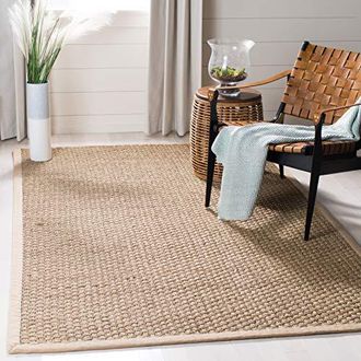 Safavieh Naturfaser Teppich f&uuml;r Wohnzimmer, Esszimmer, Schlafzimmer - Natural Fiber Collection, Kurzer Flor, Natur und Beige, 213 X 213 cm