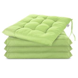 Brandsseller Lot de 4 Coussin de Chaise 40x40 cm Coussin dassise Rembourrage de Chaise avec Fixations Décoration pour lintérieur et lextérieur piqué- Vert
