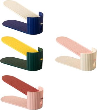 BESPORTBLE 4 Stück Verstellbares Schuhregal aus Kunststoff mit Doppelter Ablage Platzsparende Schuhaufbewahrung für Zuhause und Vielseitige Schuhhalterung