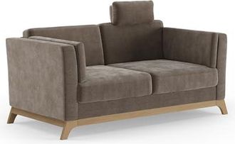 Cavadore Cavadore 2,5er-Sofa Vida / 2,5-Sitzer Couch im trendigen Design mit massivem Holzrahmen in Buche, Kopfstütze mit Kuschelkissen / 183 x 84 x 93 / Mikro