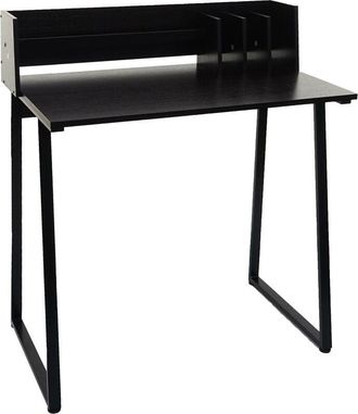 Hhg Bureau 770, table pour ordinateur portable bureau, 82x51cm structure 3D, métal mdf, noir