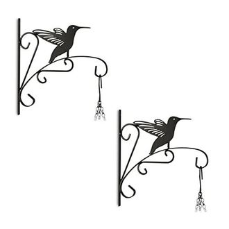 Relaxdays Crochet de Suspension pour Plantes en Lot de 2, Oiseau, Montage Mural, 30x29,5x2 cm, ext&eacute;rieur/int&eacute;rieur, Noir