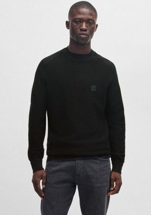HUGO BOSS Strickpullover Anion Rundhalsausschnitt, Regular Fit, BOSS-Label