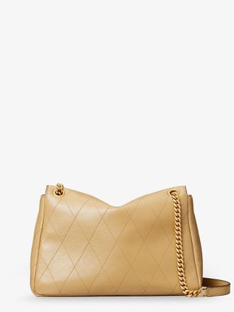 Tory Burch Womens Shoulder Bag Charlie Leather Beige
