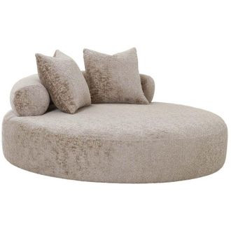 ebuy24 Ebuy24 - Fauteuil rond loveuse 160x160x60 cm en tissu chenille naturel