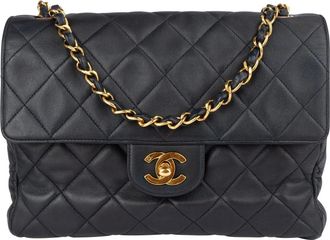 Chanel Crossbody Bags - Chanel Quilted Soft Lambskin 24K Gold Single Flap - Gr. unisize - in Schwarz - f&uuml;r Damen