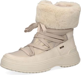 Caprice Damen Winterstiefeletten zum Schnüren Gefüttert Fell Weite G, Beige (Beige Comb), 38.5 EU