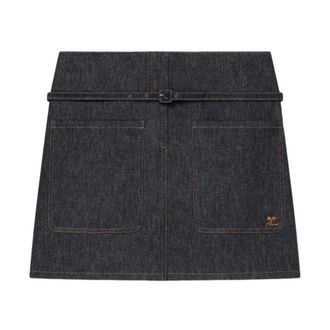 Courr&egrave;ges Jupe en jean &agrave; deux poches - Femme - Jupes - Gris - Taille: W27