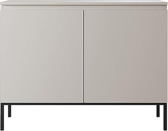 Selsey Kommode Schrank Aufbewahrungsschrank 100 cm 2 Türen 4 Fächer Taupe Schwarze Beine Bemmi