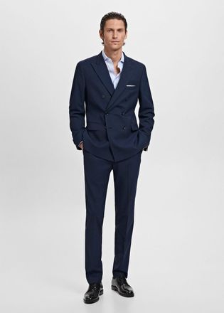 Mango Zweireihiges Slim-Fit-Sakko M&oacute;naco marineblau - Herren - 50 - MANGO MAN