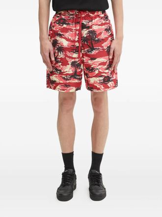 A Bathing Ape short de bain &agrave; imprim&eacute; palmier - Rouge