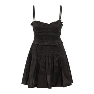 Michael Kors Femme, Robes, Noir, Taille: 38 FR Smocked Ruffle Mini Dress