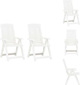 vidaXL Chaises inclinables de jardin lot de 2 Plastique Blanc - Chaise De Jardin - Chaise Pliante - Mobilier De Jardin - Fauteuil De Jardin - Terrasse