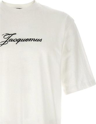 Jacquemus Logo-Embroidered Cotton-Hemp T-Shirt - White