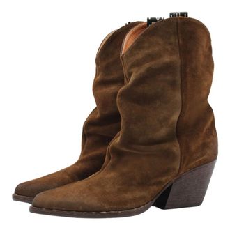 Elena Iachi Leder Stiefeletten mit Kubanischem Absatz - - Shoes - Damen - Braun - 40 EU