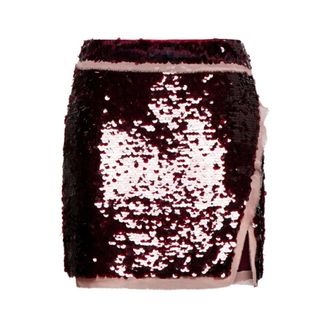 Silvian Heach Femme, Jupes, Rouge, Taille: 36 FR Mini-jupe à paillettes et bande latérale