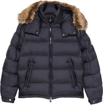 Moncler doudoune à bords en fourrure - Bleu