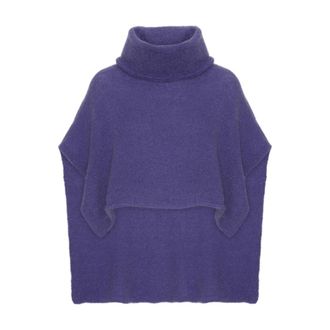 Americandreams Bella Poncho - - Knitwear - Damen - Lila - ONE SIZE