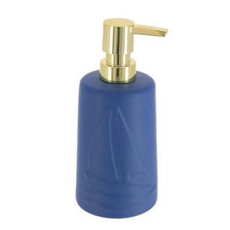Tendance Distributeur a Savon gres Rond Decor Bateau 430 ML - Bleu Marine