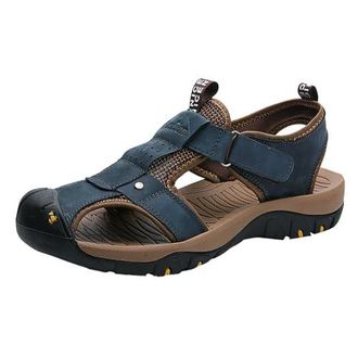 Generic vejtmcc Sandales de trekking pour homme - Bout fermé - En cuir - Respirantes - Pour la plage, les pêcheurs aquatiques - Sandales de randonnée fermées 