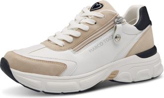 Marco Tozzi Damen Sneaker flach mit Reißverschluss Chunky-Sohle, Weiß (White/Black), 37 EU