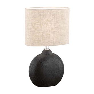 Fischer & Honsel Fischer&honsel - Lampe de table lampe de chevet lampe dappoint E14 c&eacute;ramique noir textile sable