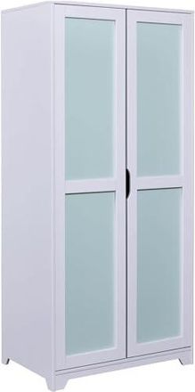 Inter Link SAS Armoire - Armoire à Portes battantes - Armoire de Chambre denfant - Armoire de vestiaire - Armoire de Chambre à Coucher - 2 Portes - Vert Sauge/Gris -