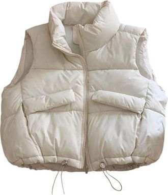 Generic Vestes pour femmes 2026 Veste d&eacute;contract&eacute;e unie &agrave; capuche avec poche zipp&eacute;e sans manches, blanc, XXL