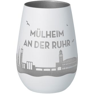 Goodtimes Windlicht Mülheim an der Ruhr Skyline (Weiß & Silber)