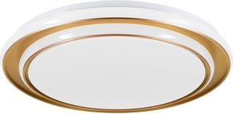 Eglo LED Deckenleuchte Moschetta, runde Deckenlampe mit Fernbedienung, Flur Lampe Decke, Schlafzimmerlampe aus Metall in Gold und Kunststoff in Weiß, warmw