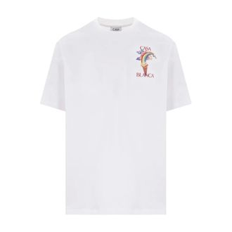 Casablanca Homme, Tops, Blanc, Taille: L T-shirt Blanc en Coton Nature Teacher