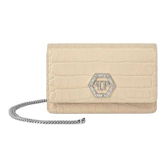 Philipp Plein Hexagon Bag Cocco Crystal - - Bags - Damen - Beige - ONE SIZE