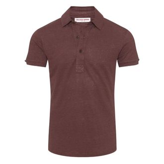 Orlebar Brown Leinen Polo Shirt mit 3 Kn&ouml;pfen - - Tops - Herren - Rot - 2XL